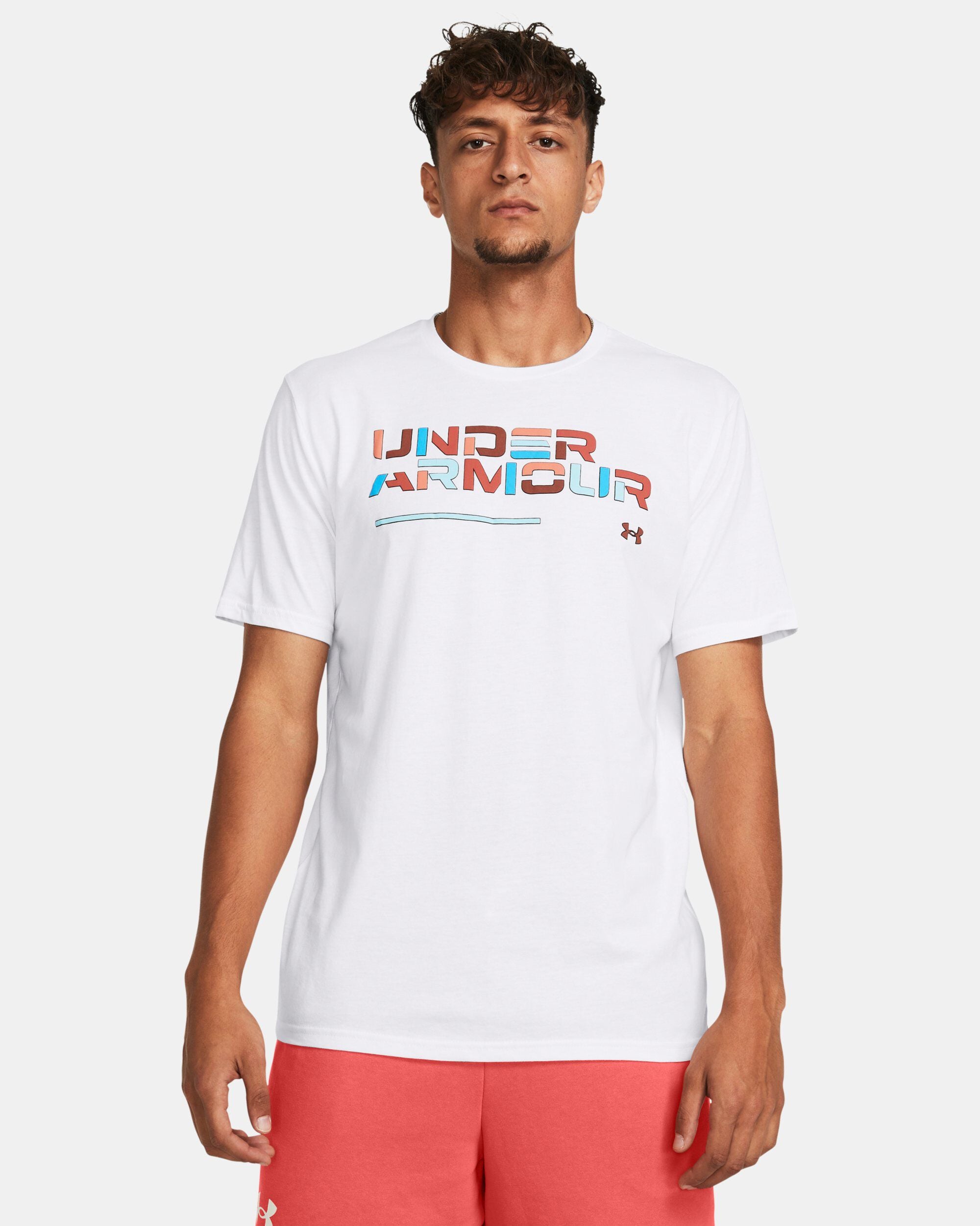 Buy Men's UA Colorblock Wordmark Short Sleeve White in Dubai, UAE ...
